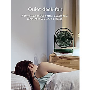 JISULIFE Desk Fan, Mini Desk Fan with 4 Speeds, USB Small Portable Desktop Fan with Unique Design for Home Desktop Office Table Bedroom, Ultra Quiet, Strong Wind, 330°Rotate-Dark Green