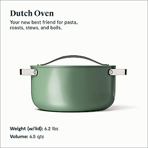 Caraway Nonstick Ceramic Dutch Oven Pot with Lid (6.5 qt, 10.5") - Non Toxic, PTFE & PFOA Free - Oven Safe & Compatible with All Stovetops (Gas, Electric & Induction) - Sage