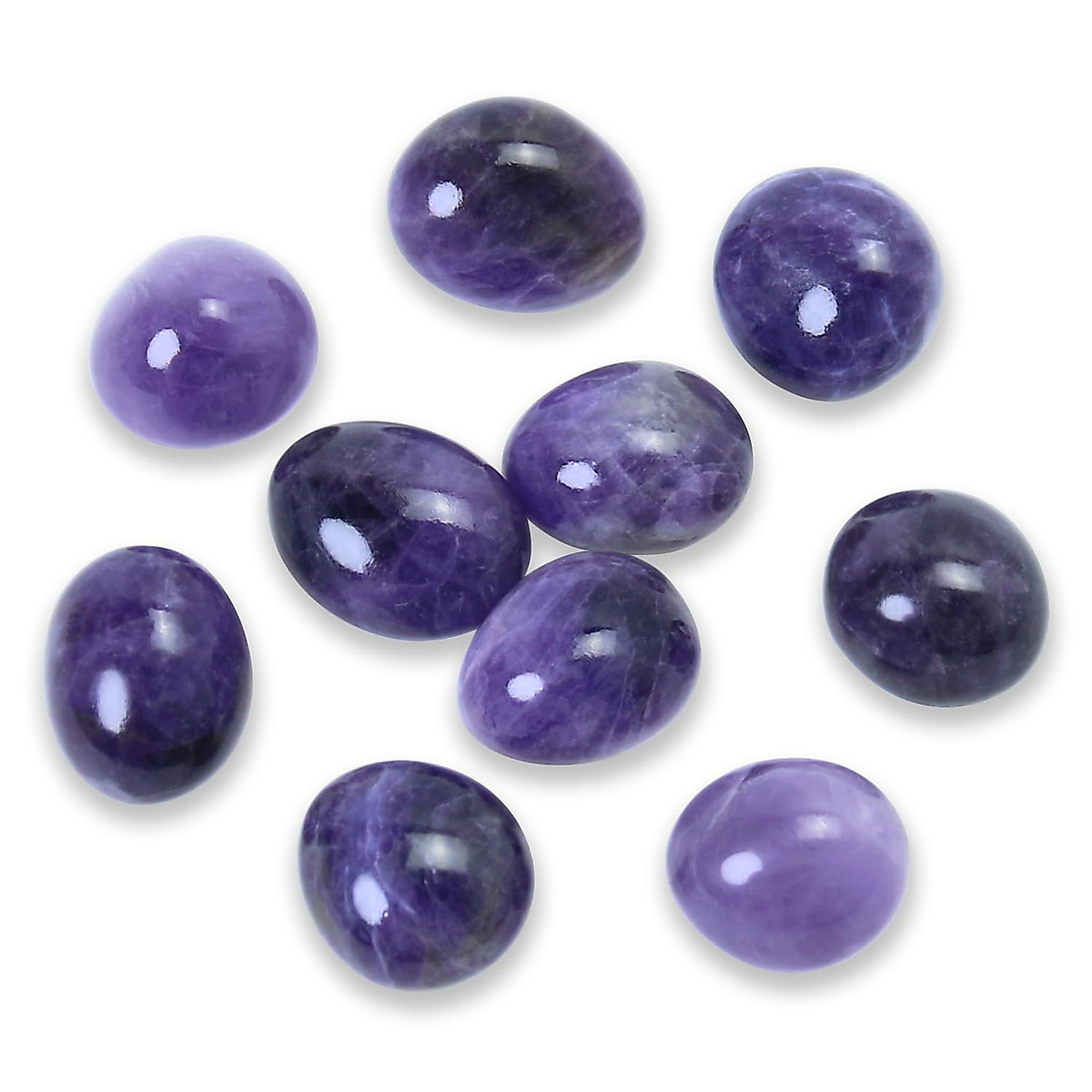 Tumbled Polished Natural Amethyst Stones, Crystals and Healing Stones Quartz Bulk for Wicca, Reiki, Healing Energy, Chakra Stones, Witchcraft Supplies(10Pcs)