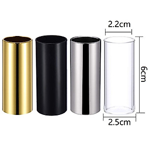 Topus 4 Pieces Medium Guitar Slide (3 Colors Steel Glides, 1 Pieces Glass Slide), Guitar Accessories Kit Include 10 Pieces Guitar Picks and 8 Pieces Plastic Thumb & Finger Picks in Storage Box