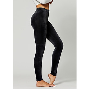 Conceited Velvet Leggings for Women - Premium Ultra-Soft Warm Velour Pants - Black - Small