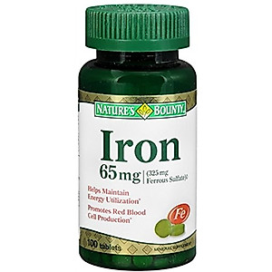 Nature's Bounty Iron 65 mg Tablets 100 Tablets (Pack of 6)