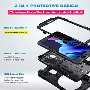 DreamerX for Samsung Galaxy Tab Active 3/Active5 8.0 Case, Hybrid Shockproof Rugged Drop Protective Case with Stand Handle Hand/Shoulder Strap for Galaxy Tab Active5 8" 2024, Active3 8" 2020, Black