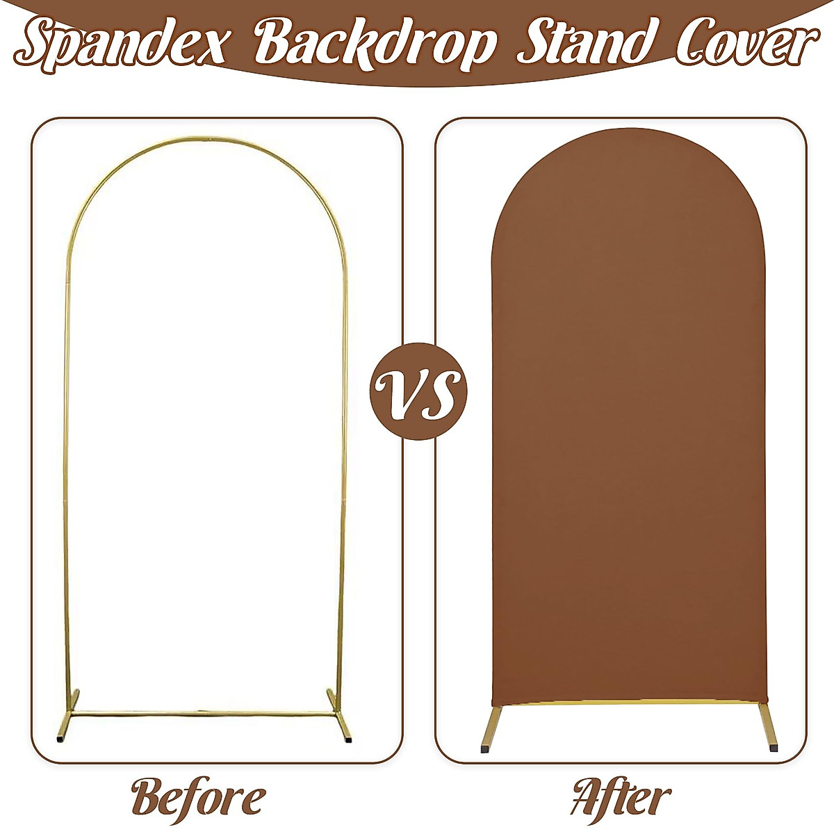 Spandex Fitted Wedding Arch Cover Set of 3 White Arch Backdrop Cover, Round Top Chiara Backdrop Stand Covers for Wedding Birthday Party Baby Shower Banquet Arch Decoration (White, 6FT,6.6FT,7.2FT)