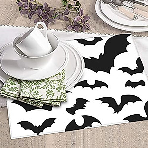 Halloween Bats Printed Drying Mat For Kitchen Ultra Absorbent Microfiber Dishes Drainer Mats Non-Slip Silicone Quick Dry Pad - 18 X 16inch