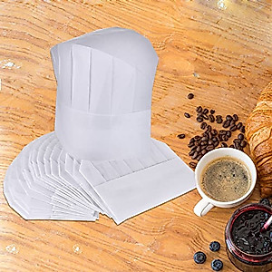 ESHATO 20 Pack Paper Chef Hats for Kids, Adults, Adjustable Home Kitchen Toque Cap Bulk Set for Cooking, Baking, Party Favors White