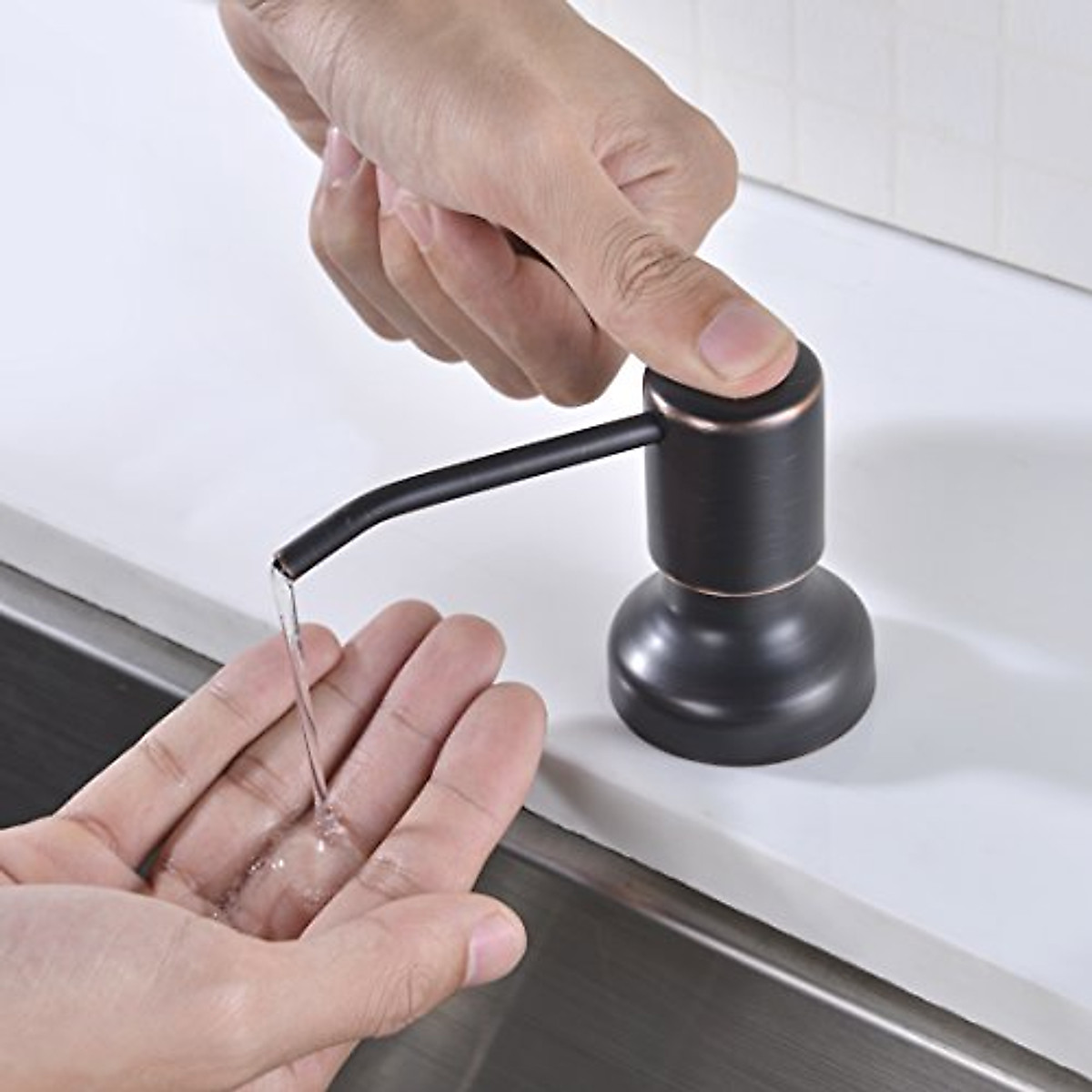 Soap Dispenser,Stainless Steel Dish Soap Dispenser for Kitchen,Hand Soap Dispenser Stainless Steel, Sink Soap Dispenser with Large Bottle, Oil Rubbed Bronze Soap Dispenser Refill from The Top