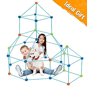 Kids Fort Building Kit,110 Pieces DIY Creative Fort Toy for 6 7 8 9 10 11 12 Years Old Boy & Girls, Construction STEM Building Toys Castles Tunnels Play Tent Rocket Tower for Indoor & Outdoor
