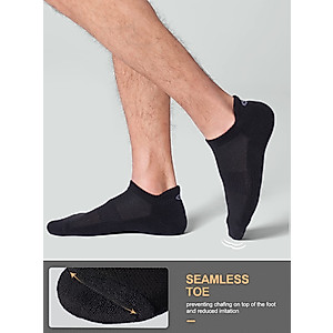 CS CELERSPORT Cushion No Show Tab Athletic Running Socks for Men and Women (6 Pairs),Small, Black