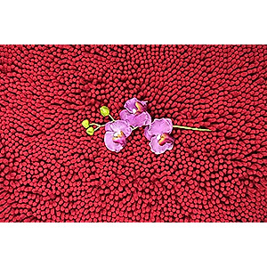 YX-Yami Chenille Double Heart Rugs,Super Soft Anti-Skid Area Rugs Carpet, Bathroom, Bedroom, Stairs and New Home Floor Decorations (Red)