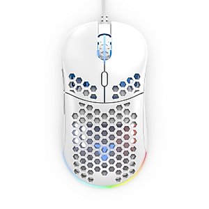 Rukario Ronin X PC Gaming Mouse (Arctic White, Wired) - Ultra LightWeight Symmetrical Honeycomb Shell | RGB Led | PTFE Glides | Pixart 3360 Sensor | 6 Buttons | Weight 63G | Adjustable Settings
