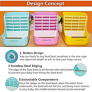 2 in 1 Food Hay Feeder for Guinea Pig, Rabbit Feeder, Indoor Hay Feeder for Guinea Pig, Rabbit, Chinchilla, Feeder Bowls Use for Grass & Food (Blue)
