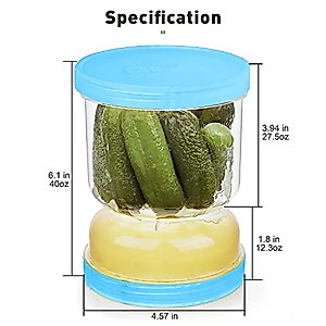AIxibu Pickle Jar with Strainer Flip,40oz Pickle Flip Jar With Double Leak Proof,Food Storage Container of Pickles(1PCS)-Blue