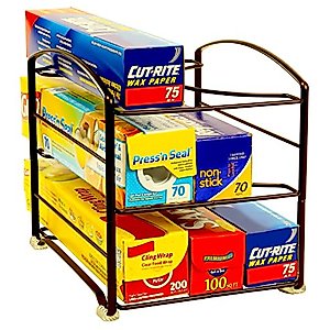 DecoBros Kitchen Wrap Organizer Rack, Bronze (Small / Standard, 2-1/2" Box)