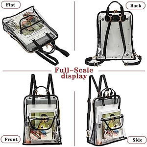 KUI WAN Clear Bag, Clear Backpack Stadium Approved Heavy Duty PVC Transparent Backpack for Concert Sport Events Work