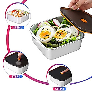 BEFOY Stainless Steel Food Storage Containers with Lids 1100ML* 3 Food Lunch Box Containers Leak-proof Light Easy Set with Air Vent Snack Boxes for People, Kitchen Storage…