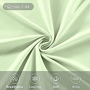 LLANCL Cooling Pillow Cases Queen Size - Silky Cooling Pillowcase Set of 2, Soft & Breathable Pillow Covers with Envelope Closure,20x30 inches(Cooling Pillowcase 20" x 30" Green)