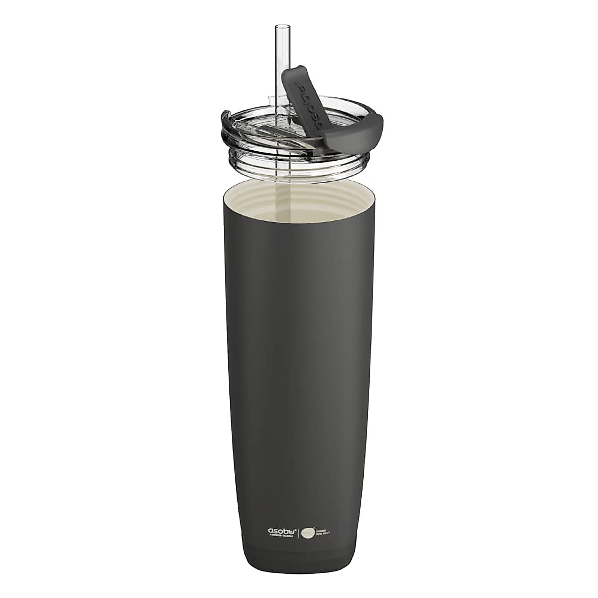 asobu Puramic Aqualina - with Interchangeable Hot and Cold Lid and Built in Straw, 20 Ounce (Black)