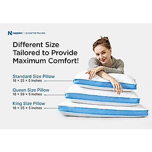 Nappler Side and Back Sleeper Pillow for Neck and Shoulder Pain Relief - Shredded Memory Foam Bed Pillow for Sleeping - 100% Adjustable Fill - Queen Size - Modal Washable Case. Extra Fill Included