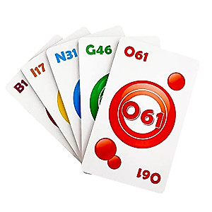 JUNWRROW Deluxe Bingo Game Set - Includes Red Bingo Bag, Jumbo Calling Card Deck,50 Mixed Bingo Cards, 500 Colorful Chips with a Bag- Ideal for Large Groups, Parties