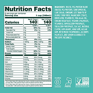 Ripple Non-Dairy Milks | Vegan Milk with 8g Pea Protein | Shelf Stable | Non-GMO. Plant Based, Gluten Free | 32 Fl Oz (Pack of 6) (32 Fl Oz (Pack of 6), Kids)