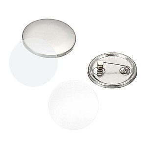 PATIKIL 1.95inch Button Parts, Blank Button Making Supplies,50Pcs Round Badge Parts DIY Pin Maker Kit for Button Maker Machine with Metal Cover Metal Base, Film and Blank Paper