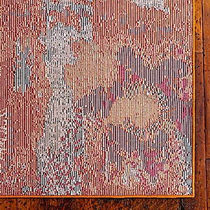 Unique Loom Estrella Collection Modern, Abstract, Light Colors, Distressed Area Rug, 5 ft x 8 ft, Orange/Beige