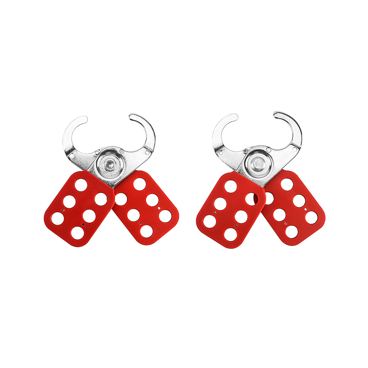 QWORK Lock Out Tag Out Hasp, 6 Pack Tamper-Proof Stainless Steel Padlock Hasp with Extended Jaw, Red