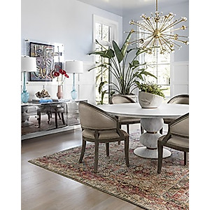 Loloi JV-03 Javari Collection Distressed Modern Area Rug 6' x 9'4" Slate / Berry