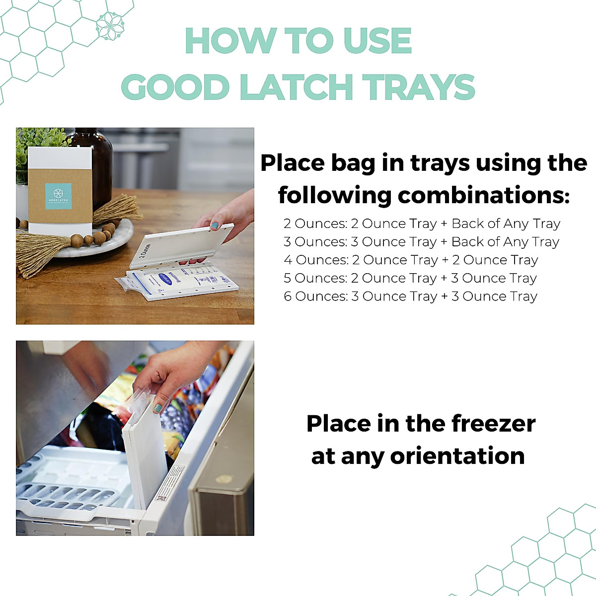 Magnetic Breastmilk Freeze Flat Trays - Breastpump Accessory to Freeze Breast Milk Storage Bags Flat - (for Lansinoh, Up&Up, & Avent, Starter Set (2-6oz))