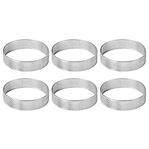 Cake Ring Molds, 6pcs/set Stainless Steel Porous Tart Ring, Perforated Pie Cake Ring Mold, Cake Mousse Ring with Holes for Baking Dessert Ring Tools Heat-Resistant (size:8cm)