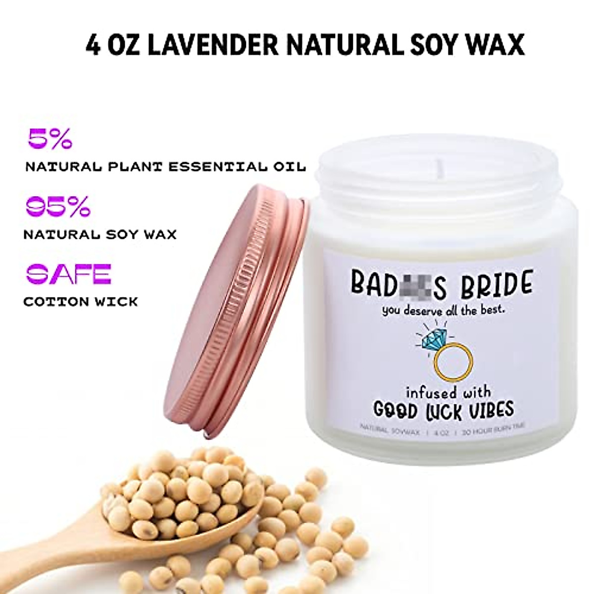 Badass Bride Candle, Bridal Gifts, Lavender Soy Candle, Bride, Bachelorette Gift for Her, Bride, Women, Engagement, Wedding Gifts, Bridal Shower Gifts for Wedding Day, Bachelorette Party