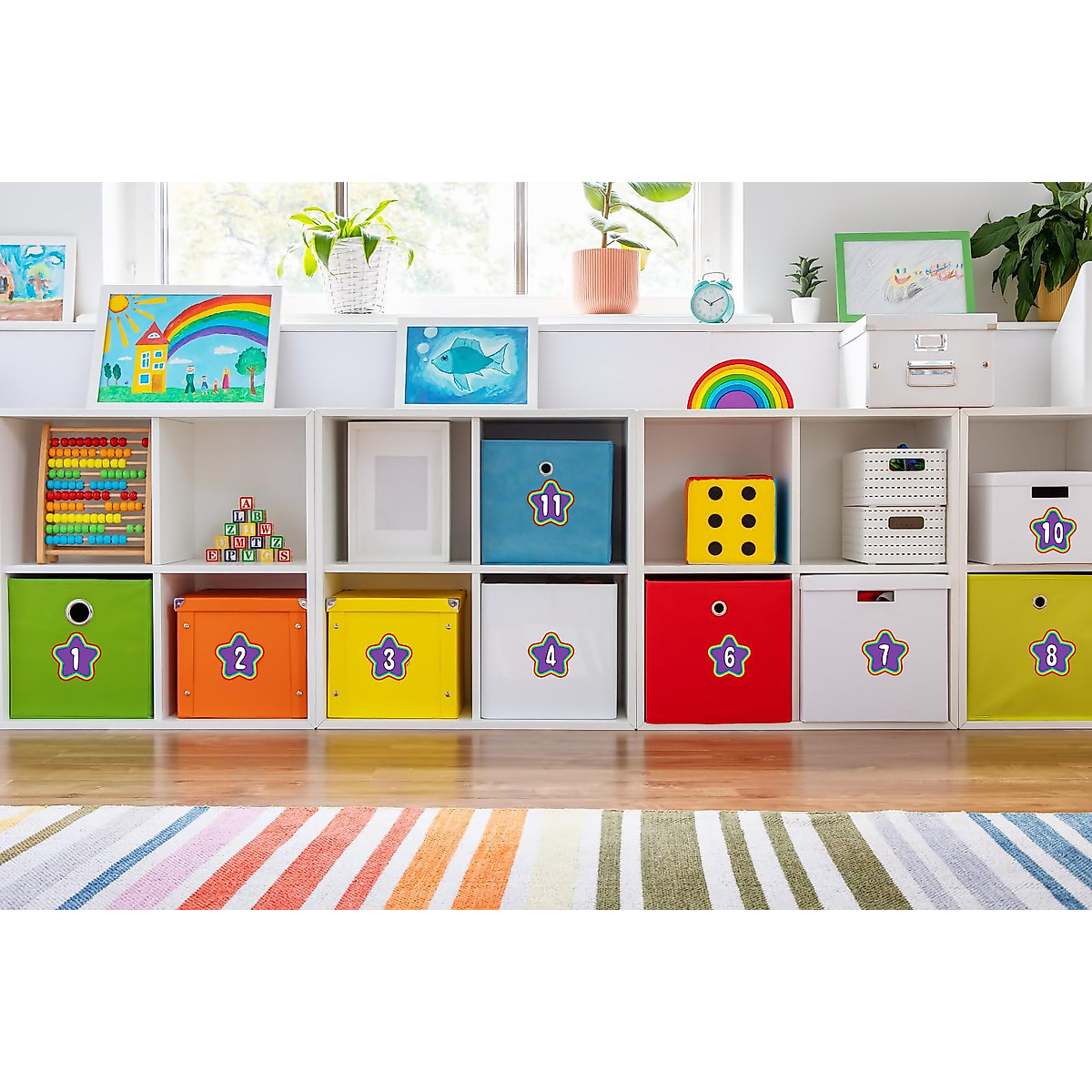 WaaHome Line Up Spots for Classroom Floor - 36pcs 4" Removable Vinyl Dots Number Stickers - Teacher Supplies and Decorations