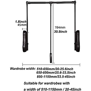 Drop-Down Wardrobe Hanger, Adjustable Aluminum Closet Storage Rack, Large Retractable Cloth Hanger, Save Space, Load 30KG (Size : 510-650mm)