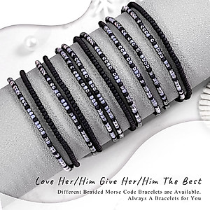 Btysun Morse Code Bracelets Gifts for Mom from Daughter Birthday Gifts for Daughter Secret Message Black Bead Retirement Graduation Birthday Jewelry