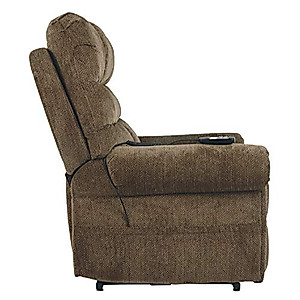 Signature Design by Ashley Ernestine Upholstered Power Lift Adjustable Oversized Recliner, Brown