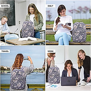 LOVEVOOK Laptop Backpack Purse for Women, Fashion Work Business Travel Computer Bags, College Nurse Backpack for Womens, Casual Daypack, Fit 15.6 Inch Laptop, Flower-Pink Purple