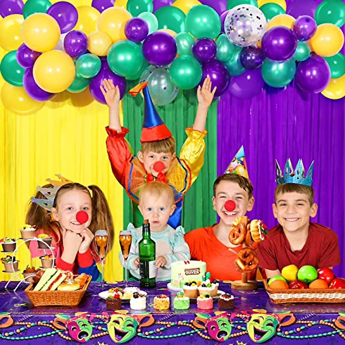 119 Pcs Purple Green Gold Balloons Latex Green Purple and Gold Balloon Garland Arch Kit Confetti Balloons with Crepe Paper Streamers for Carnival Fat Tuesday Mardi Gras Birthday Party Supplies Decor