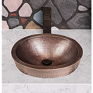 Monarch Abode 17004 Pure Copper Hand Hammered Oval Skirted Bathroom Vanity Sink (17 inches)
