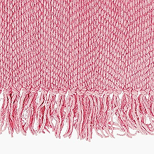Bytide Throw Blanket for Couch Soft Knitted Textured Couch Cover Pink Tweed Blanket with Fringe Tassel for Home Décor Bed Sofa Chair, 50" x 60", Strawberry Ice