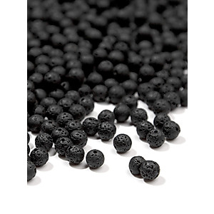 Cousin DIY Natural Black Lava Stone Loose Round 8mm Aromatherapy Beads for Essential Oils and DIY Jewelry Making