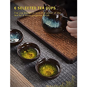 VotraSant Chinese Tea Set, Portable Teapot Set with 1 Teapot, 6 Tea Cups, 1 Gongdao Mug, 1 Tea Filters, Portable All in One Gift Box for Travel,Home,Gifting,Outdoor and Office