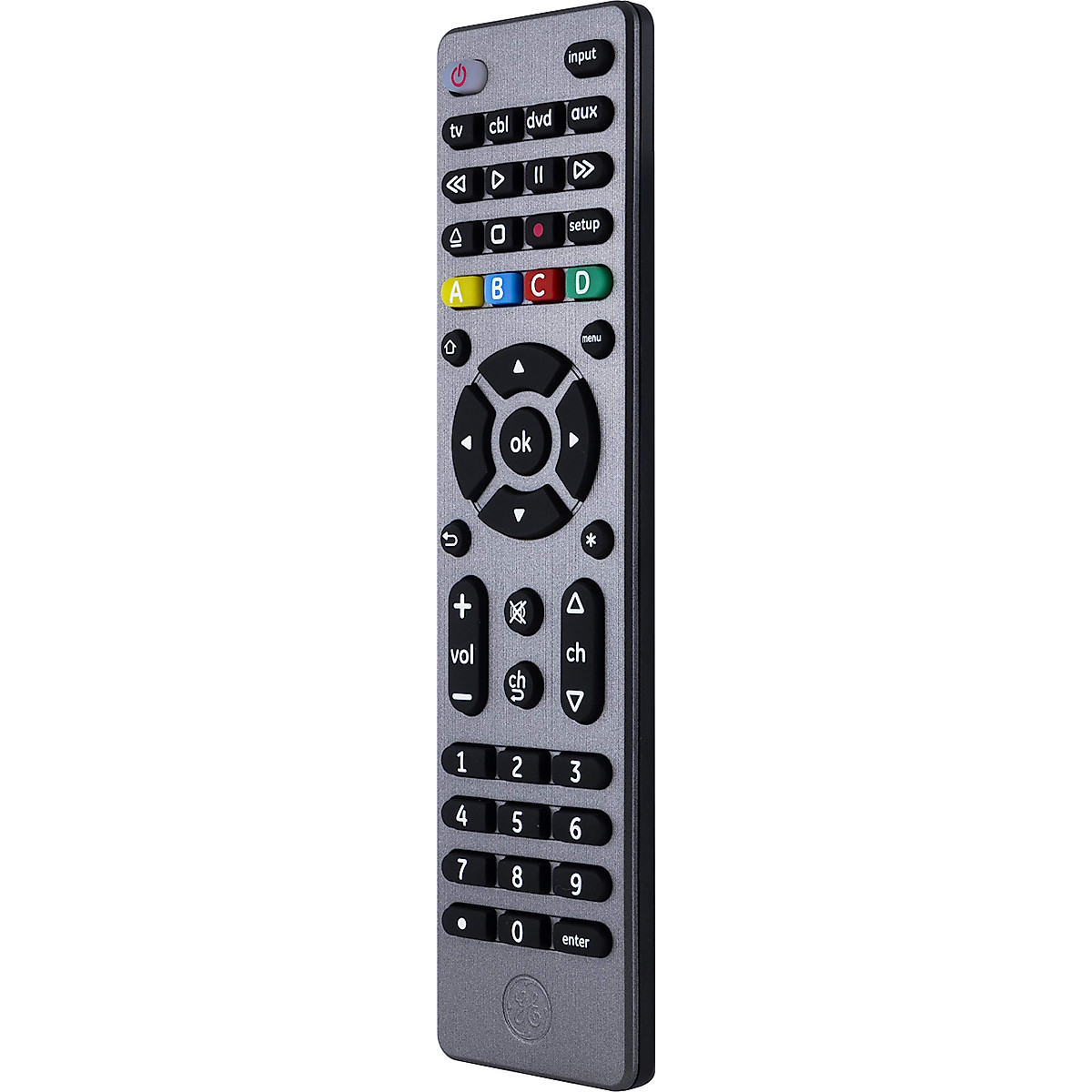 GE Universal Remote Control, Samsung Remote, Universal TV Remote for Roku TV, Vizio, LG, Sony, Sharp, Roku, Apple TV, TCL, Panasonic, Streaming Players, Blu-ray, DVD, 4-Device, Graphite, 33711