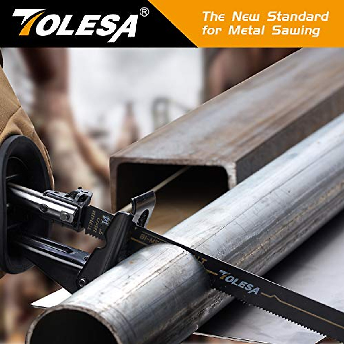 TOLESA Heavy Metal Cutting Reciprocating Saw Blades 9 Inch 14TPI Sawzall Blades for Metal Pipe, Sheet Metal, Rebar, Bi-Metal Sabre Saw Blades Better Wear Resistance for Metal Cutting 5 Pack