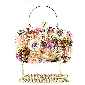 Lanpet Women Clutches Flower Evening Handbag Chain Strap Shoulder Bag