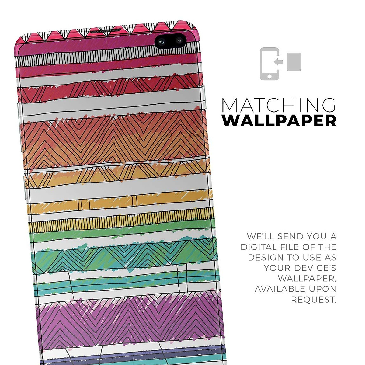 DesignSkinz Crayon Colored Doodle Patterns Protective Vinyl Decal Wrap Skin Cover Compatible with The Samsung Galaxy S20 (Screen Trim & Back Glass Skin)