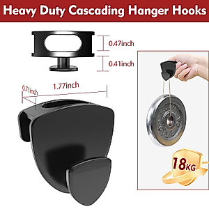 Latoxcaa Hangers Space Saving 30Pcs, Upgrade 40Lb(Max) Heavy Duty Hanger Hooks Space Saver, Space Saving Hangers for Clothes Hanger Connector Hooks, Plastic Clothes Hanger for Closet Organizer, Black