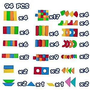 UNIH Foam Building Blocks for Toddlers 1-3, Soft Stacking Toys for 1 2 3 4 Year Old Boys Girls, Kids Stackable Block Set (94 pcs)