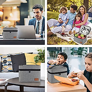 Aosbos Insulated Lunch Box for Men Women, Reusable Lunch Tote Bag Soft Lunch Cooler Bags Adult Thermal Lunch Boxes Lunch Pail Meal Prep Container with Back Pocket for Work Office Outdoor, Gray