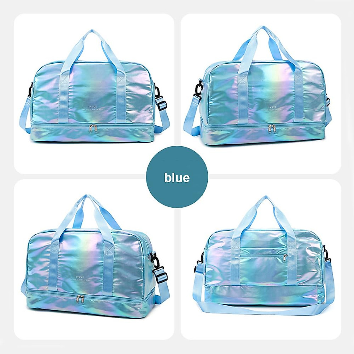 Sports Gym Bag with Shoes Compartment & Wet Pocket, Waterproof Overnight Bag Travel Bag Gymnastic Bag Dance Bag for Girl, Weekend Bag for Women (blue)
